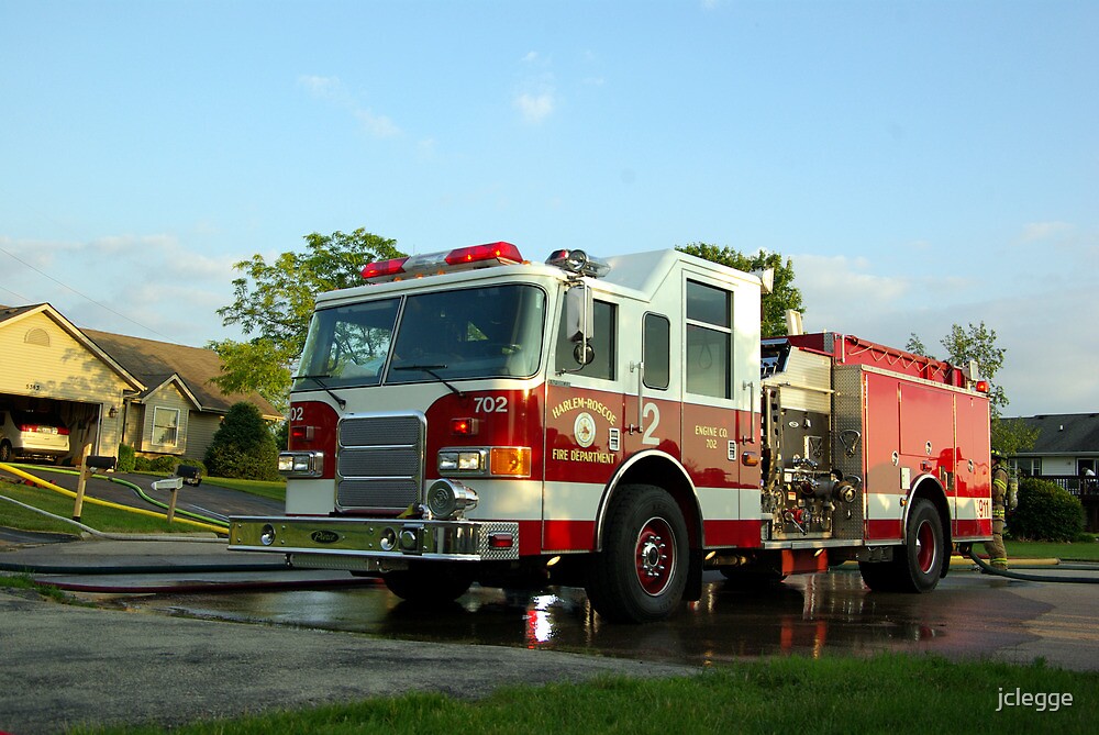 "Fire Engine pumping water" by jclegge | Redbubble