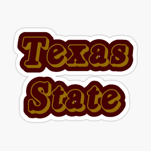 "Texas State - Bubble Italics" Sticker for Sale by WorkByK-La | Redbubble
