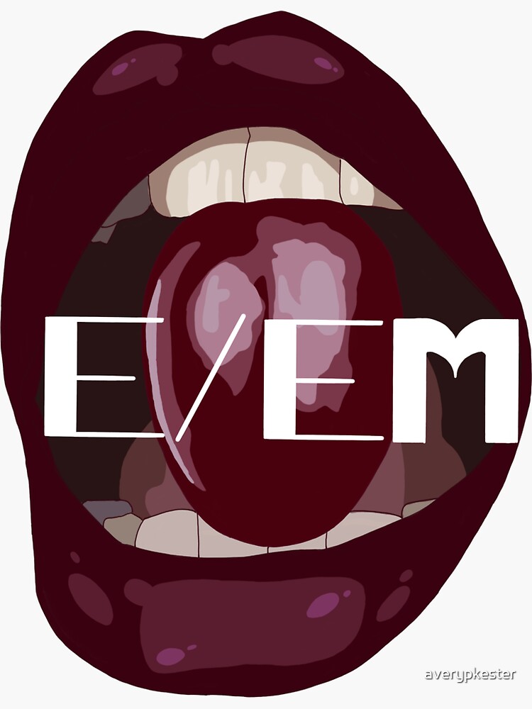 "Pronoun Lips E/Em" Sticker by averypkester | Redbubble