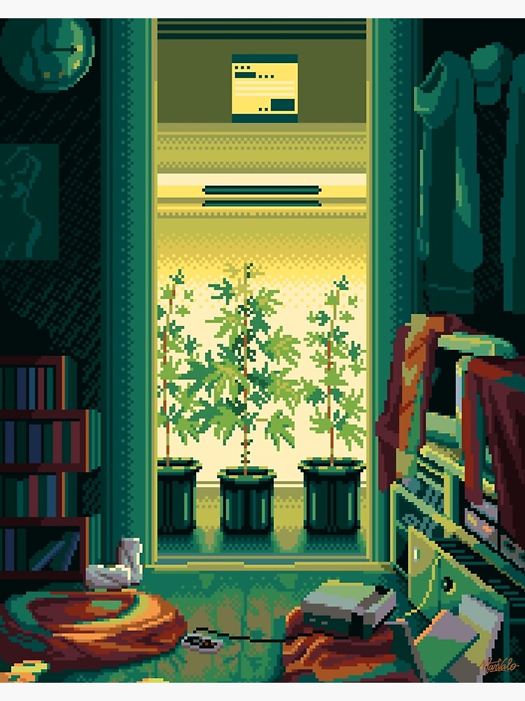 "Digital Grower Pixel Art Weed in Closet" Poster for Sale by ...