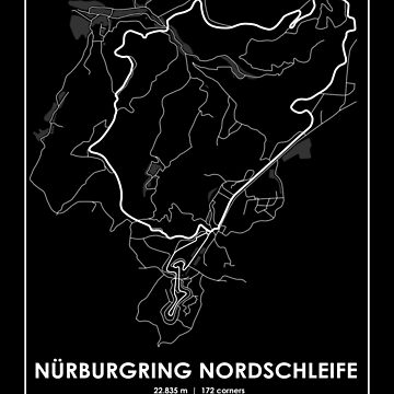 "Nürburgring Nordschleife - Germany Track Map WHITE" Photographic Print ...