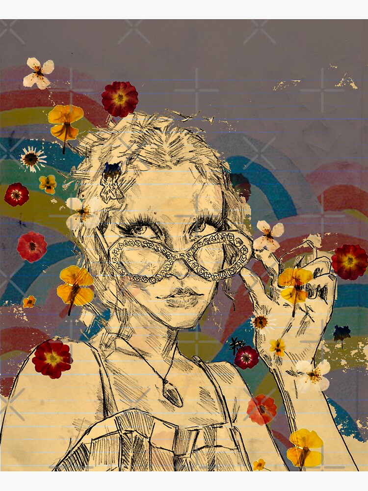 "Chloe Moriondo Flower Art YELLOW/PURPLE" Sticker by gohan-bubbles ...