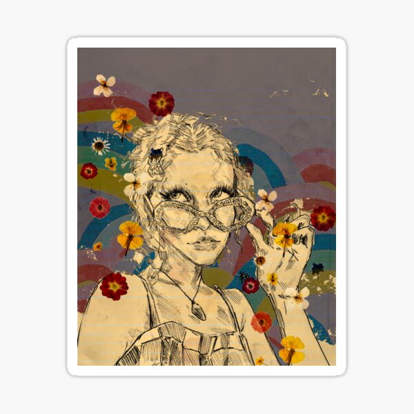 "Chloe Moriondo Flower Art YELLOW/PURPLE" Sticker by gohan-bubbles ...