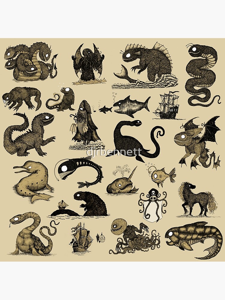 "Sea Monsters Collection" Poster for Sale by djrbennett | Redbubble