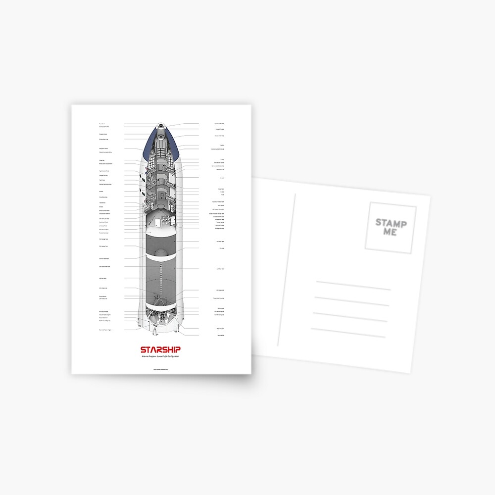 "SpaceX - Lunar Starship Cutaway" Greeting Card for Sale by ...