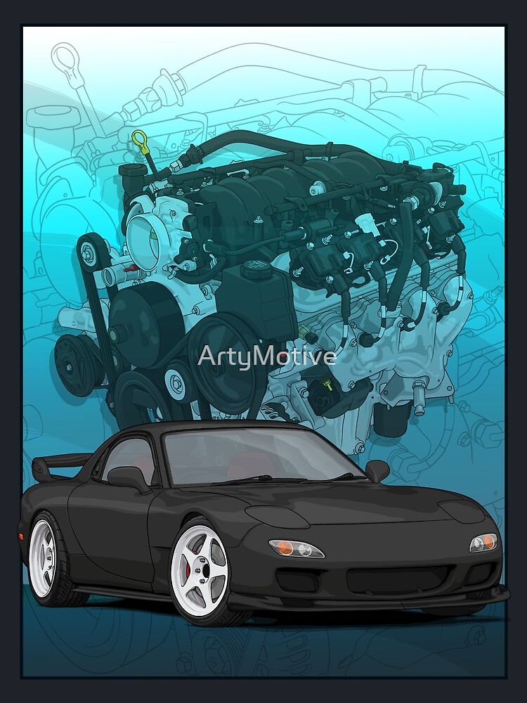 "RX-7 Fd3s Illustration x LS1 (engine swap)" Art Print by ArtyMotive ...