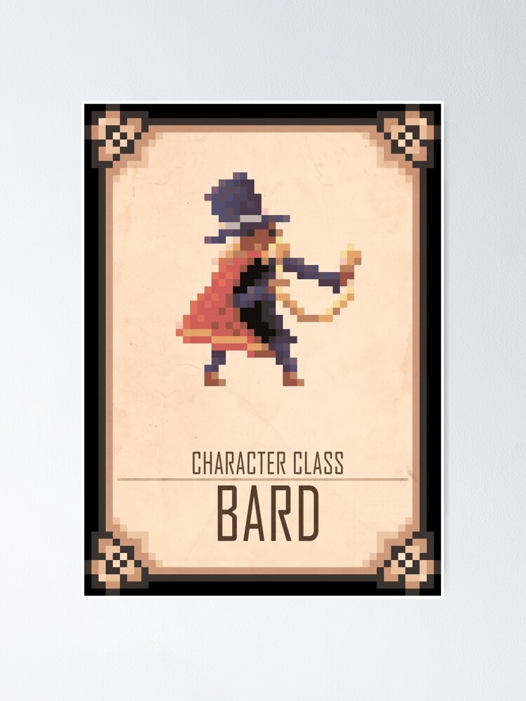 "Character Class: Bard Pixel Art Retro Poster" Poster for Sale by ...