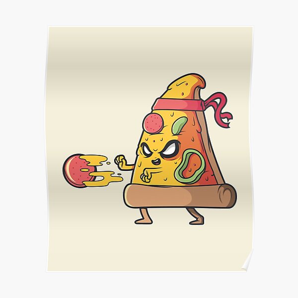 "Red Pizza Fighter | Angry Karate Pizza " Poster for Sale by kindxinn ...