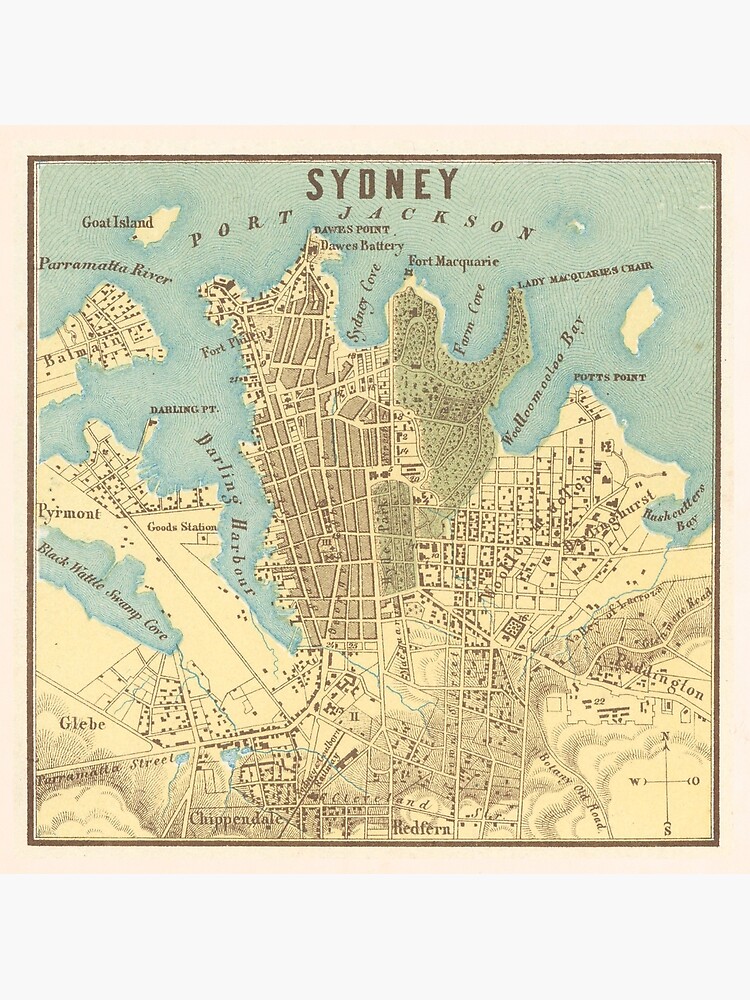 "Vintage Map of Sydney Australia (1858)" Poster for Sale by ...