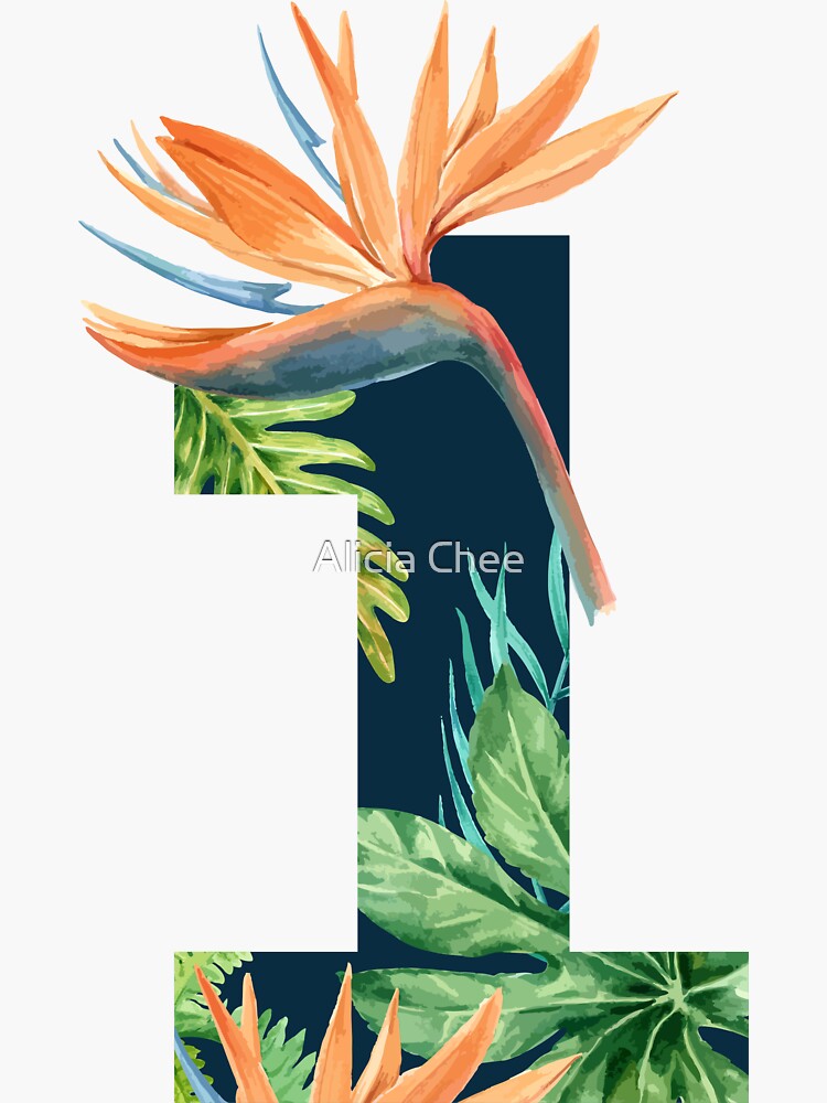 "Tropical Background Floral Number 1" Sticker for Sale by NiftyTrinket ...