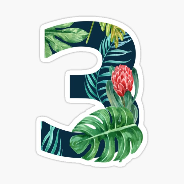 "Tropical Background Floral Number 3" Sticker for Sale by NiftyTrinket ...