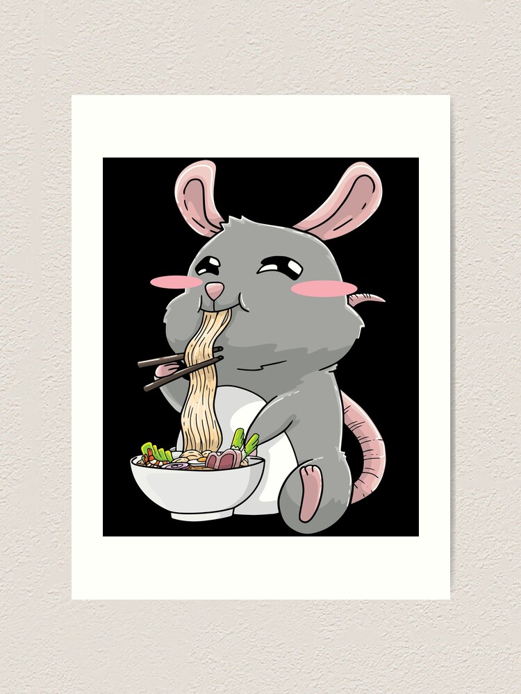 "Rat Ramen Japanese Noodles Mouse Anime Kawaii" Art Print for Sale by ...