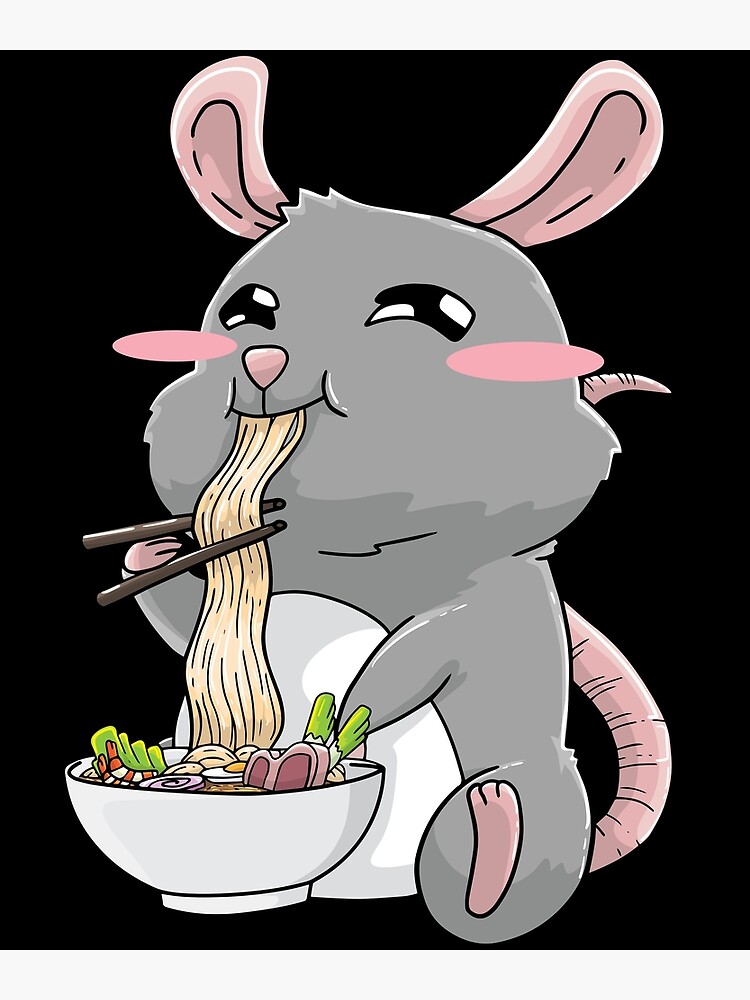 "Rat Ramen Japanese Noodles Mouse Anime Kawaii" Art Print for Sale by ...
