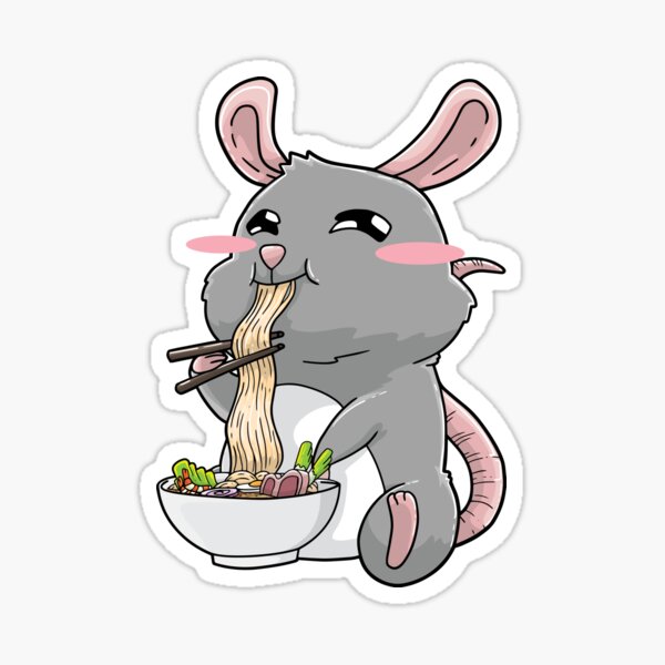 "Rat Ramen Japanese Noodles Mouse Anime Kawaii" Sticker by Mealla ...