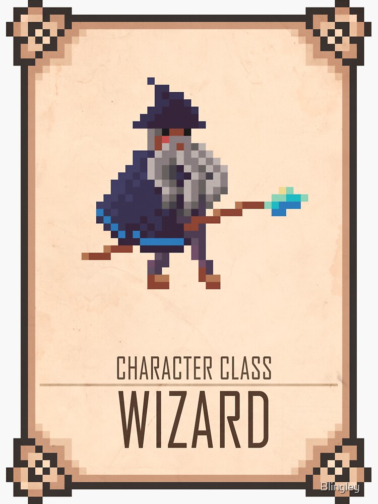 "Character Class: Wizard Pixel Art Retro Poster" Sticker for Sale by ...