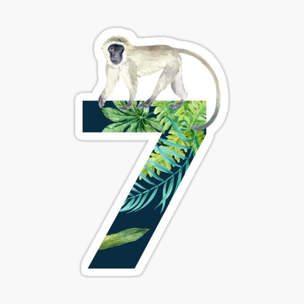 "Tropical Background Floral Number 7" Sticker by NiftyTrinket | Redbubble