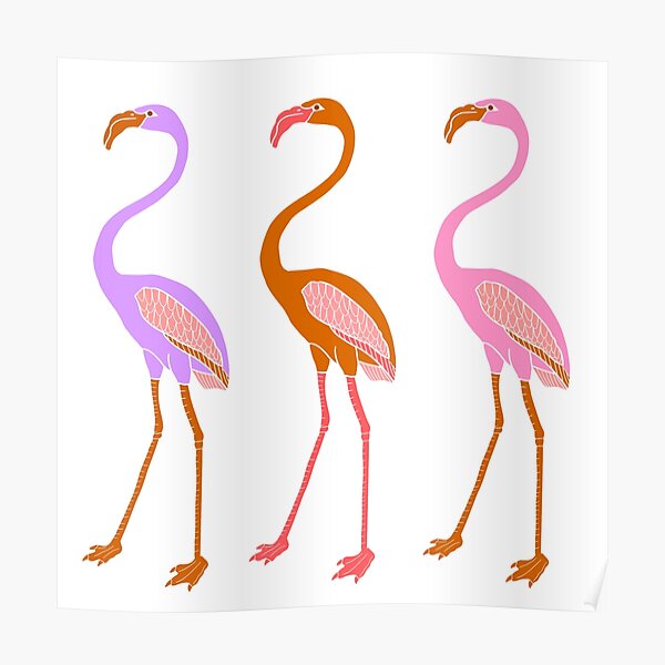 "Flamingo Walk - Bold Illustration" Poster by JennCreatesArt | Redbubble