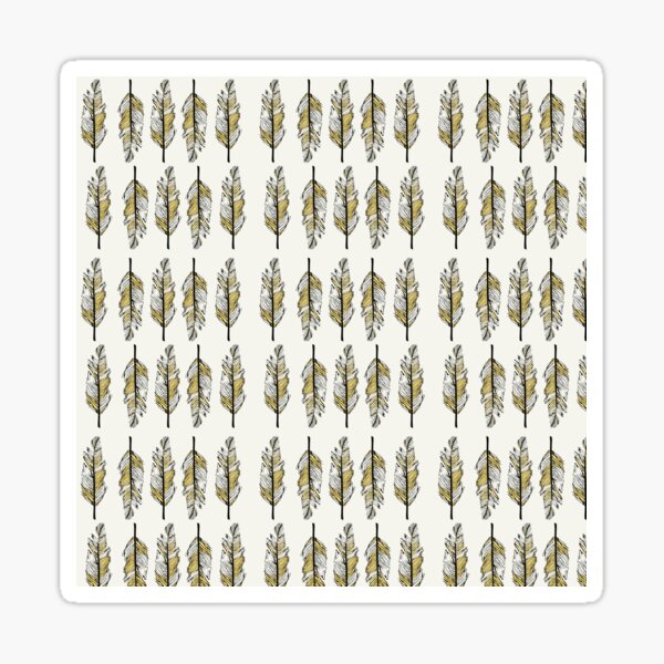 "Hand Drawn Nature Inspired Ink Feather Design Pattern " Sticker for ...