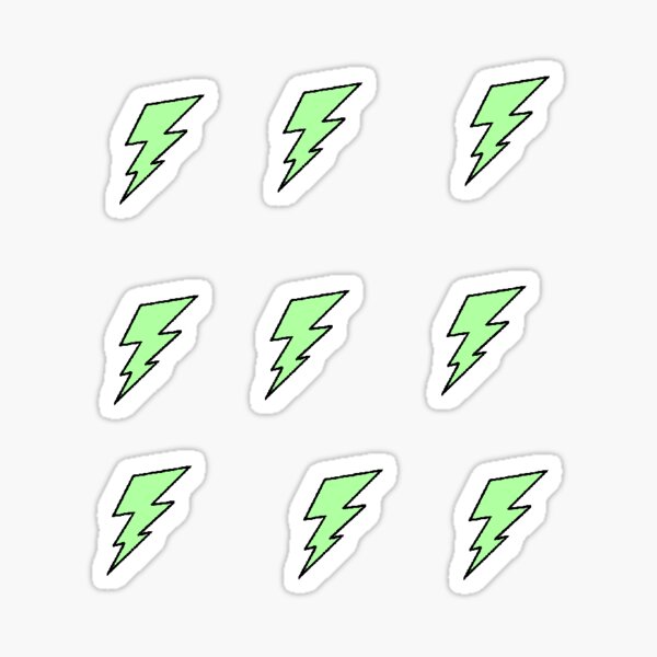 "green lightning bolt sticker pack" Sticker by margaretpalmer | Redbubble