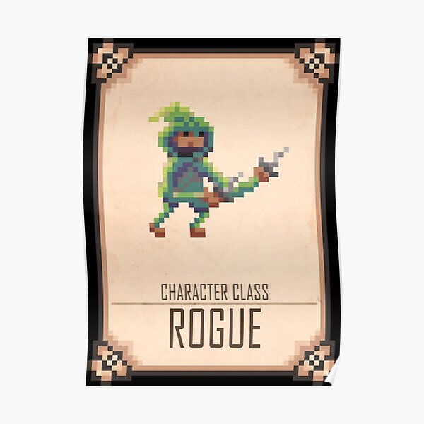 "Character Class: Rogue Pixel Art Retro Poster" Poster by Blingley ...