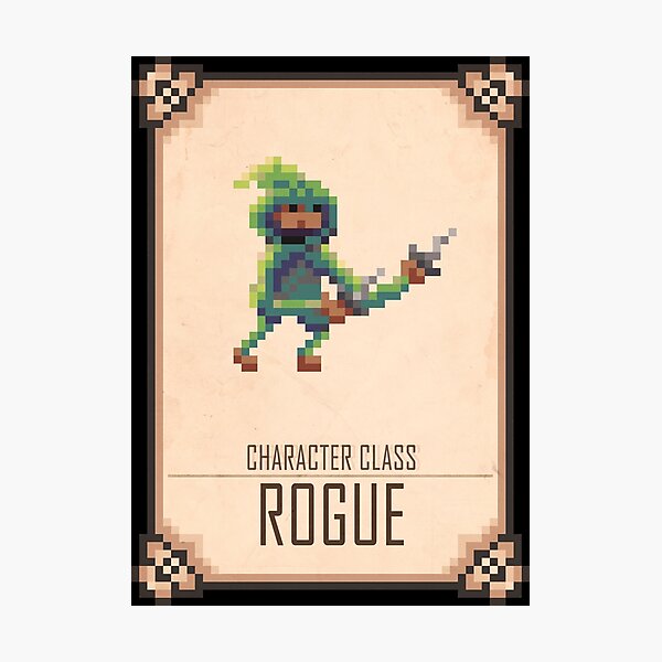 "Character Class: Rogue Pixel Art Retro Poster" Photographic Print for ...