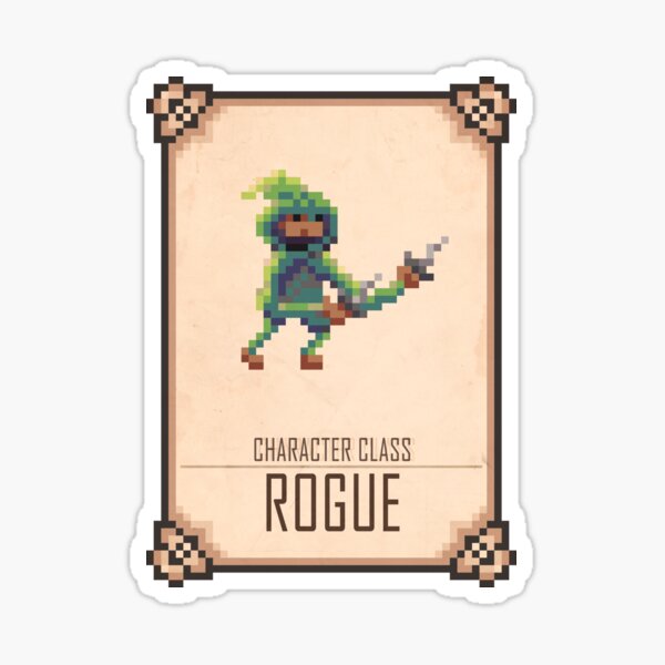 "Character Class: Rogue Pixel Art Retro Poster" Sticker for Sale by ...