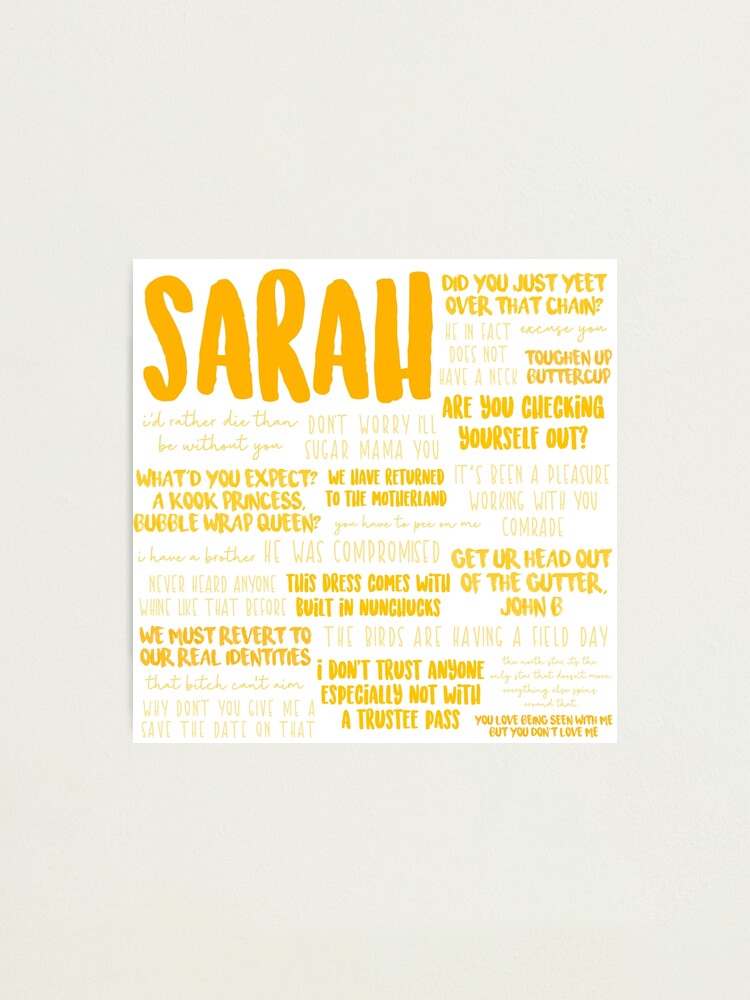 "Sarah Outer Banks Quotes" Photographic Print for Sale by mutualletters ...