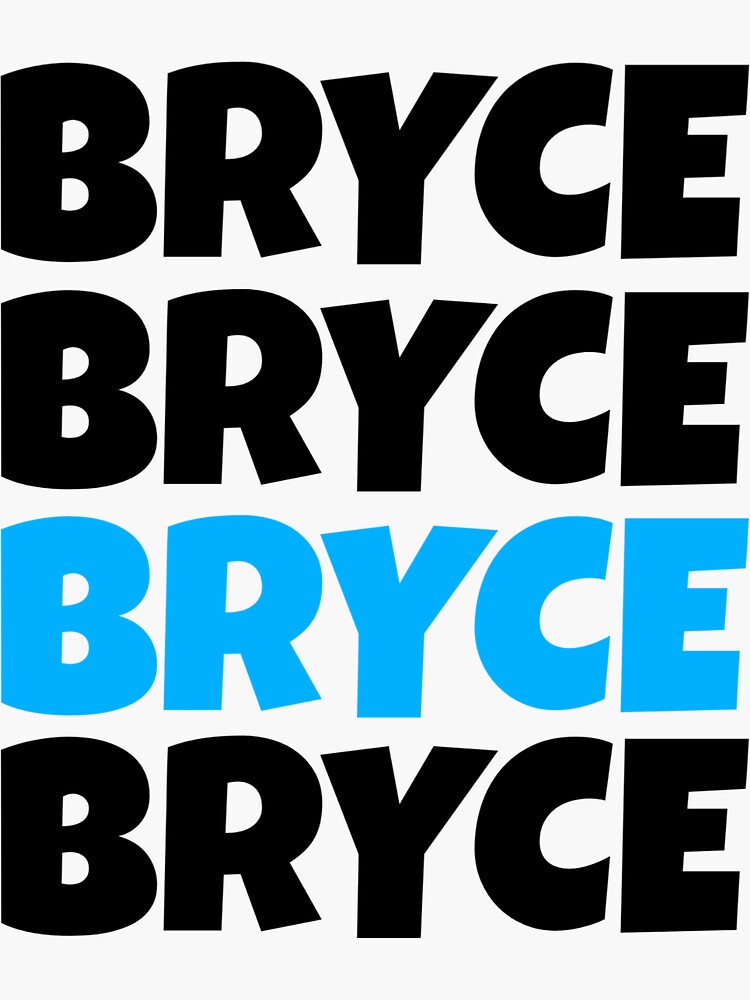"BRYCE block capitals repeated design" Sticker for Sale by ...