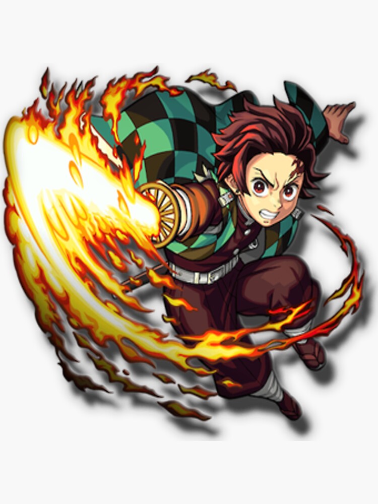 Pegatina «Tanjiro Fire Dance Demon Slayer» de fmlitzasta | Redbubble