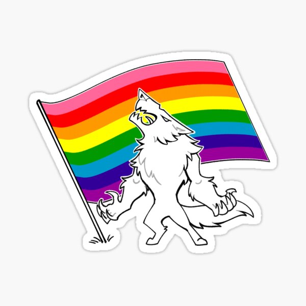 "Gilbert Baker Pride Flag Werewolf" Sticker by SammyHarlan | Redbubble