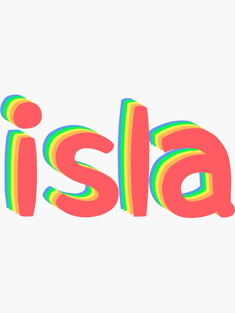 "Isla Rainbow Lettering Text" Sticker by rrippleddesigns | Redbubble