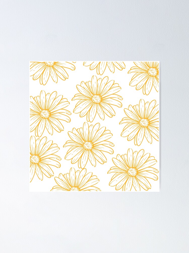 "Daisy Flower Floral Pattern in Yellow" Poster by EverydayCreate ...