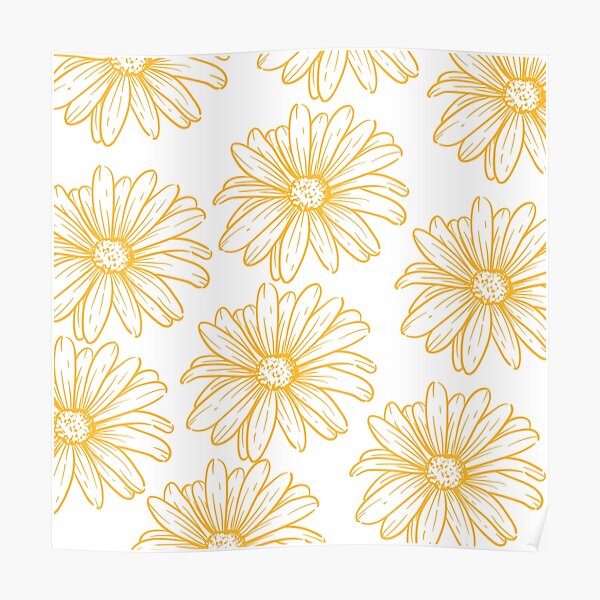 "Daisy Flower Floral Pattern in Yellow" Poster by EverydayCreate ...