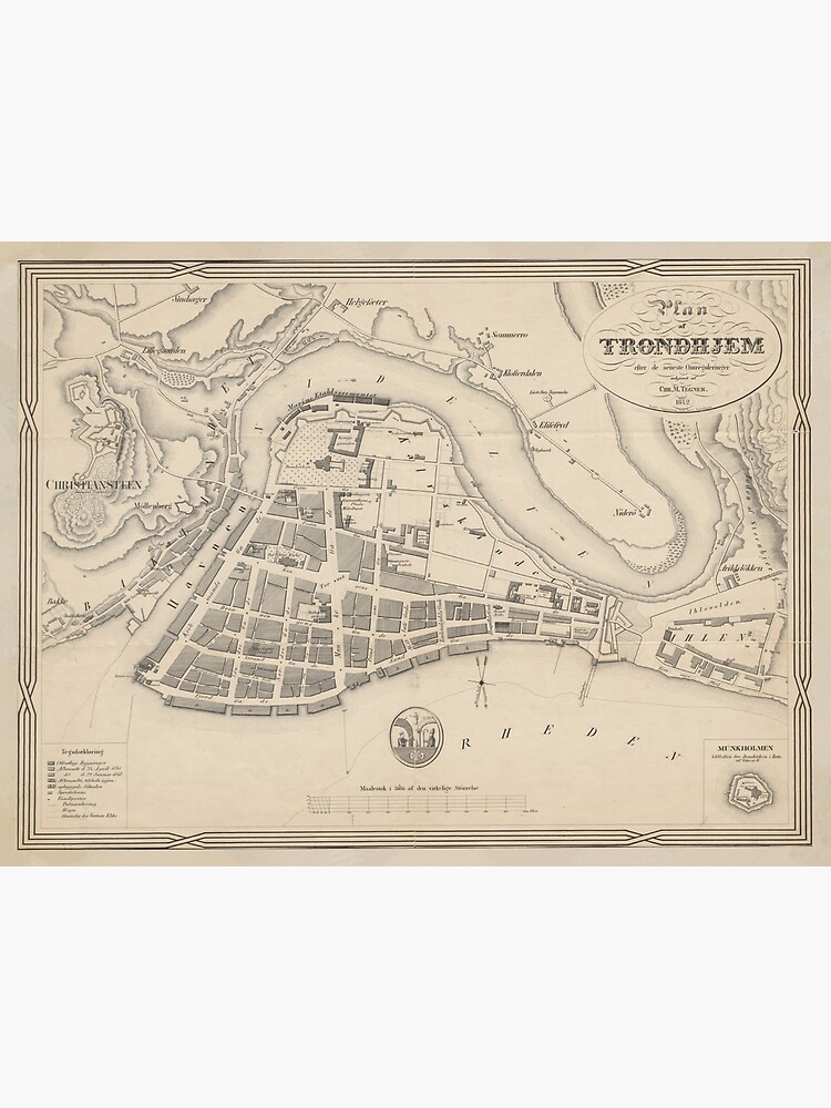 "Vintage Map of Trondheim Norway (1842)" Art Print by BravuraMedia ...