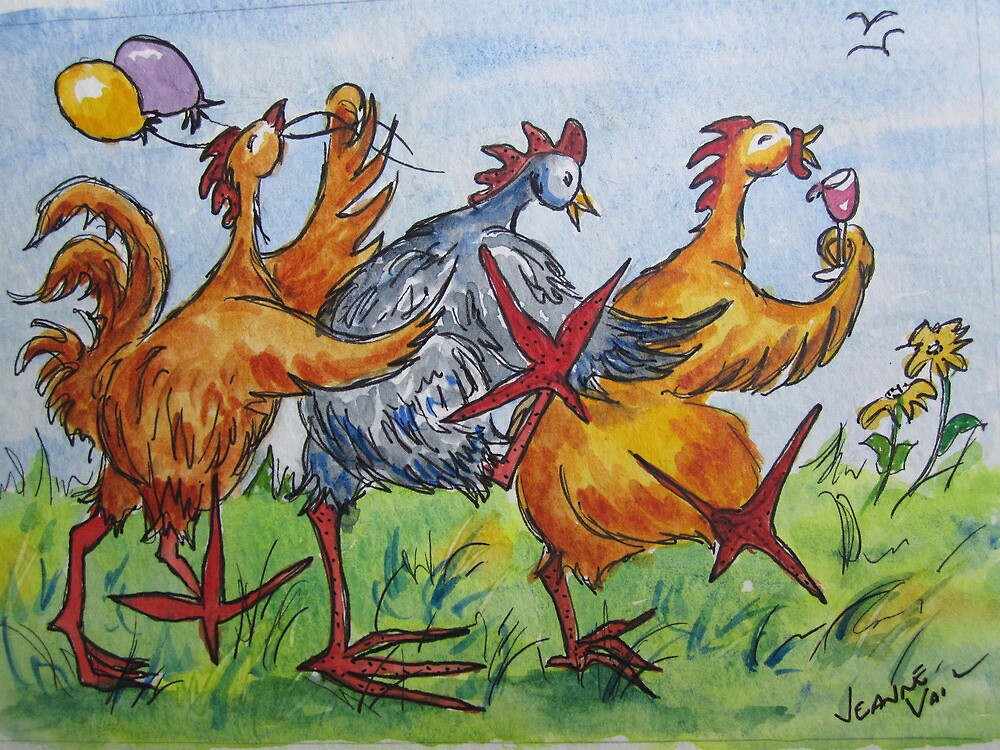 "Fowl Play Series: Chicken Conga Line" by Jeanne Vail | Redbubble