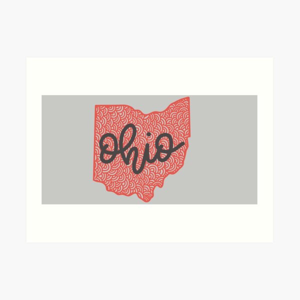 "Ohio Wavy Cursive State Outline" Art Print for Sale by carwalker13 ...