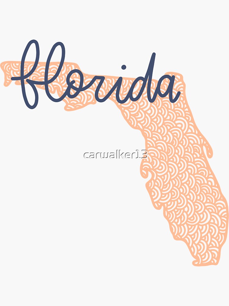 "Florida Wavy Cursive State Outline" Sticker for Sale by carwalker13 ...