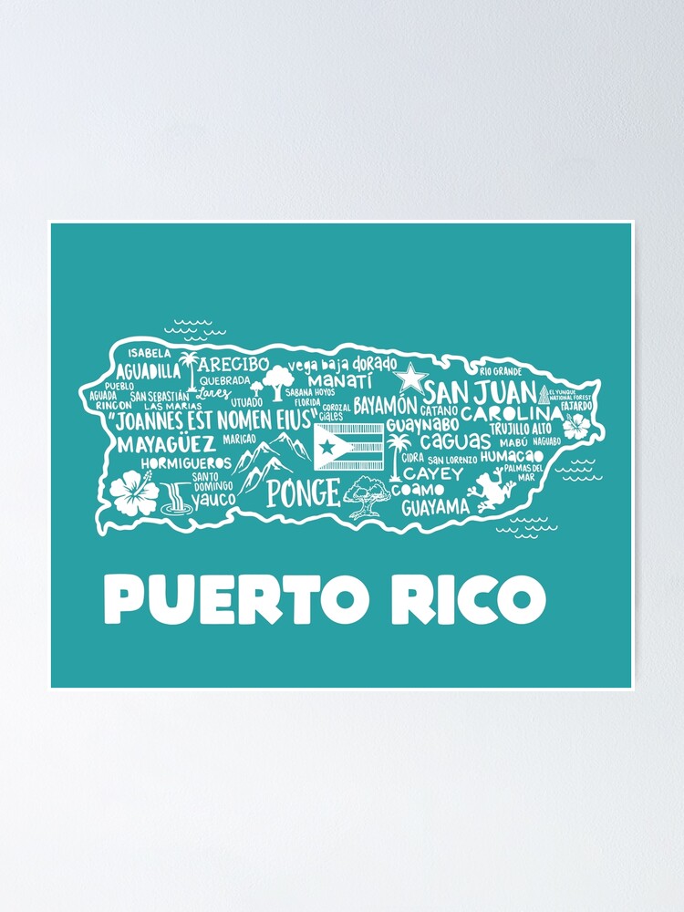"Puerto Rico Map " Poster by fiberandgloss | Redbubble