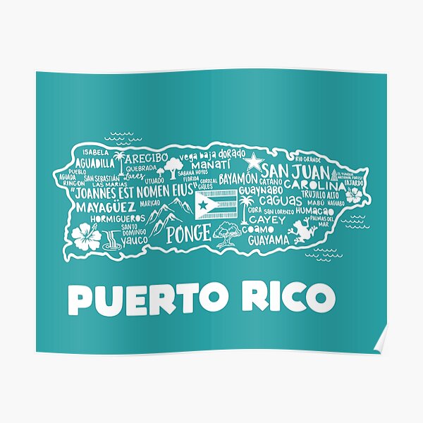 "Puerto Rico Map " Poster by fiberandgloss | Redbubble