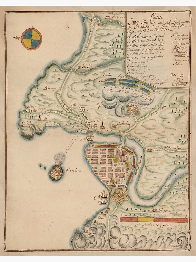 "Vintage Map of Trondheim Norway (1718)" Poster for Sale by ...