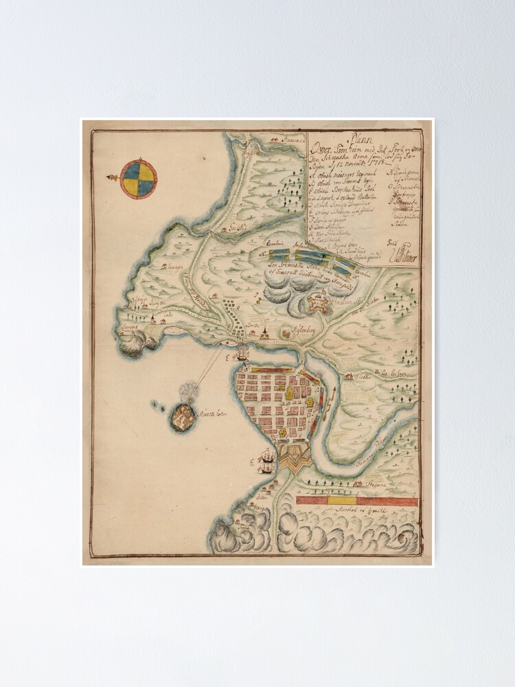 "Vintage Map of Trondheim Norway (1718)" Poster for Sale by ...