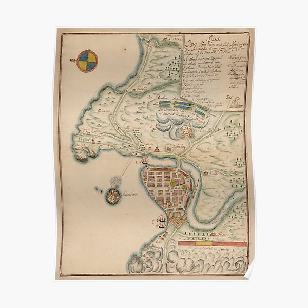 "Vintage Map of Trondheim Norway (1718)" Poster for Sale by ...