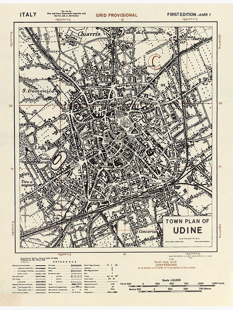 Udine City Map 1954 Udine Italy Vintage Map Etsy UK
