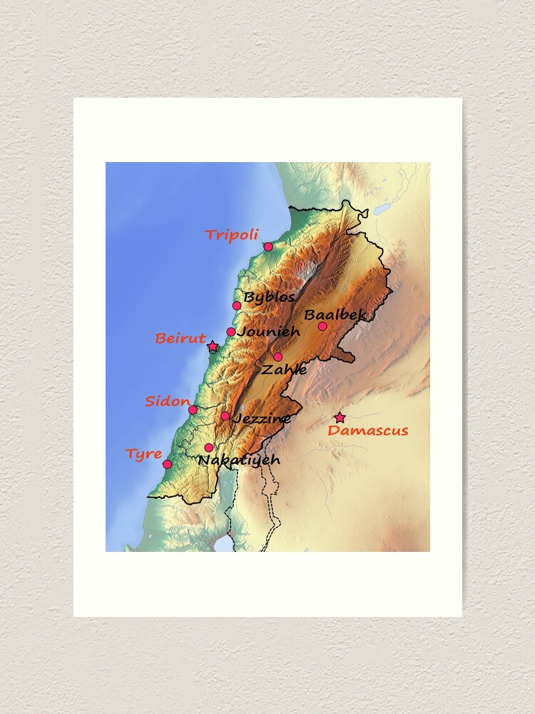 "Country Lebanon detailed physical map topographic map of Lebanon ...