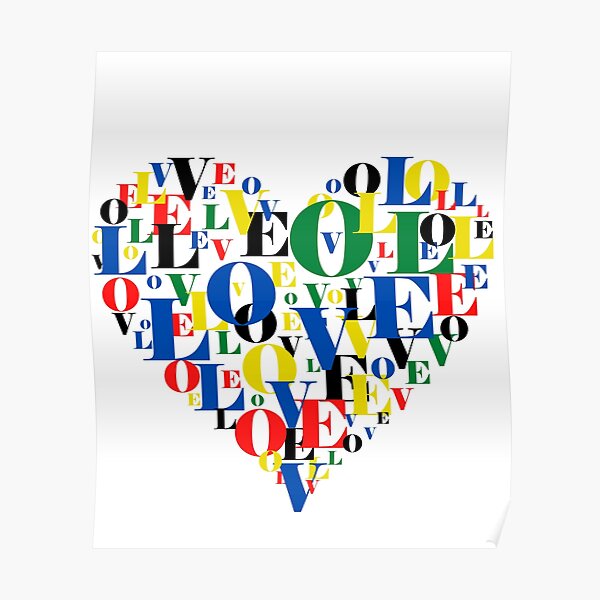 "HEART WITH LOVE WORDS" Poster for Sale by morrismorgan | Redbubble