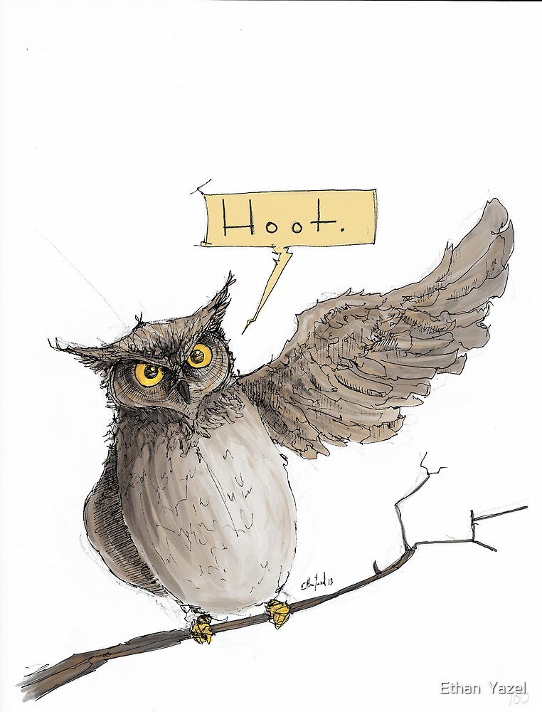 "Hoot illustration by Ethan Yazel" by Ethan Yazel | Redbubble