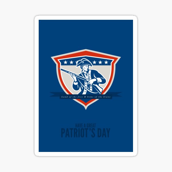 "Patriots Day Greeting Card American Patriot Musket Rifle" Sticker by ...