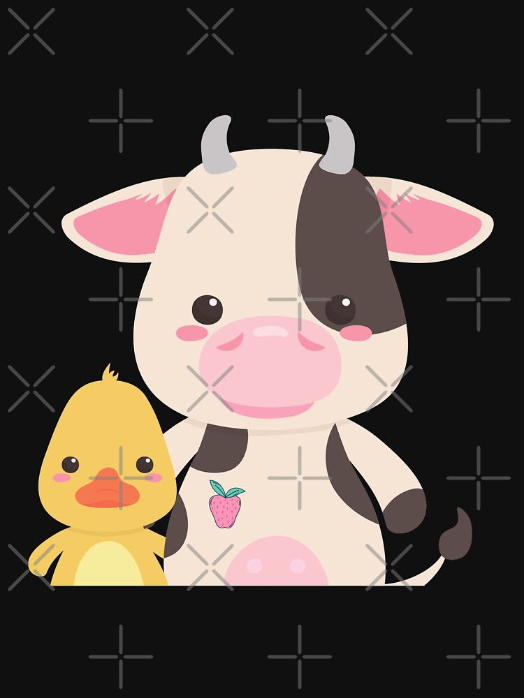 "Cute Strawberry cow & duckling" Active T-Shirt by AmineMZOURHI | Redbubble