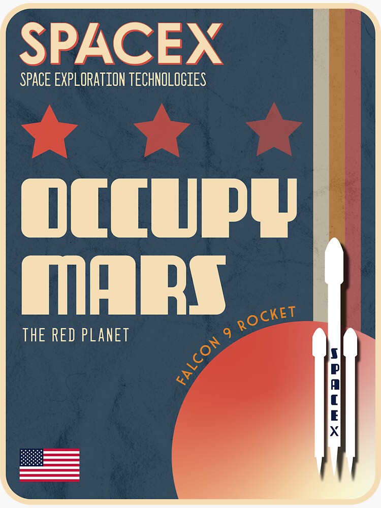"Vintage Space X Poster" Sticker for Sale by ncfdesigns | Redbubble
