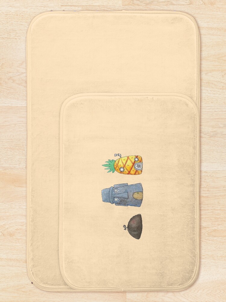"Spongebob, Patrick, and Squidward Houses Set" Bath Mat for Sale by ...